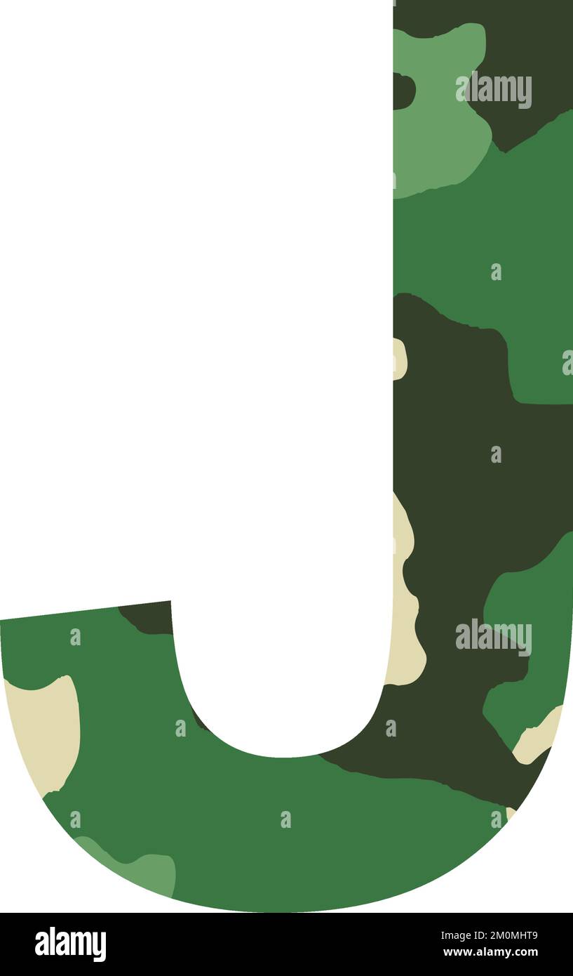 English alphabet letter J, khaki style isolated on white background ...