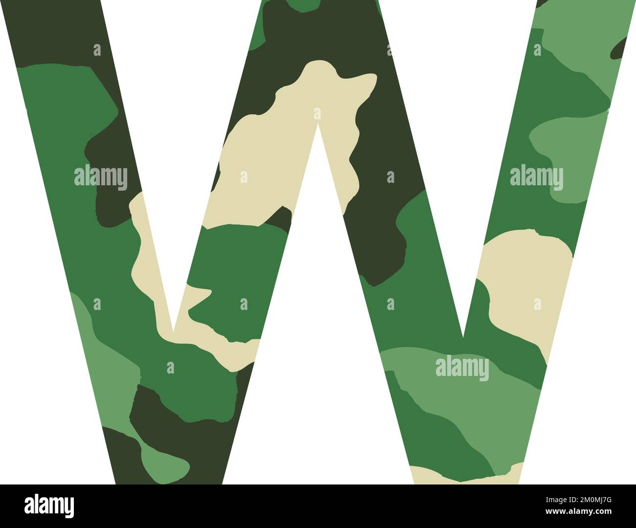 English alphabet letter W, khaki style isolated on white background - Vector illustration Stock ...