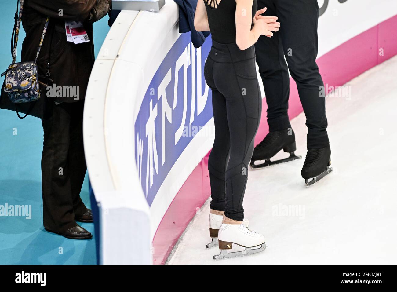 Cayla SMITH & Andy DENG (USA), during Junior Pairs Practice, at the ISU ...