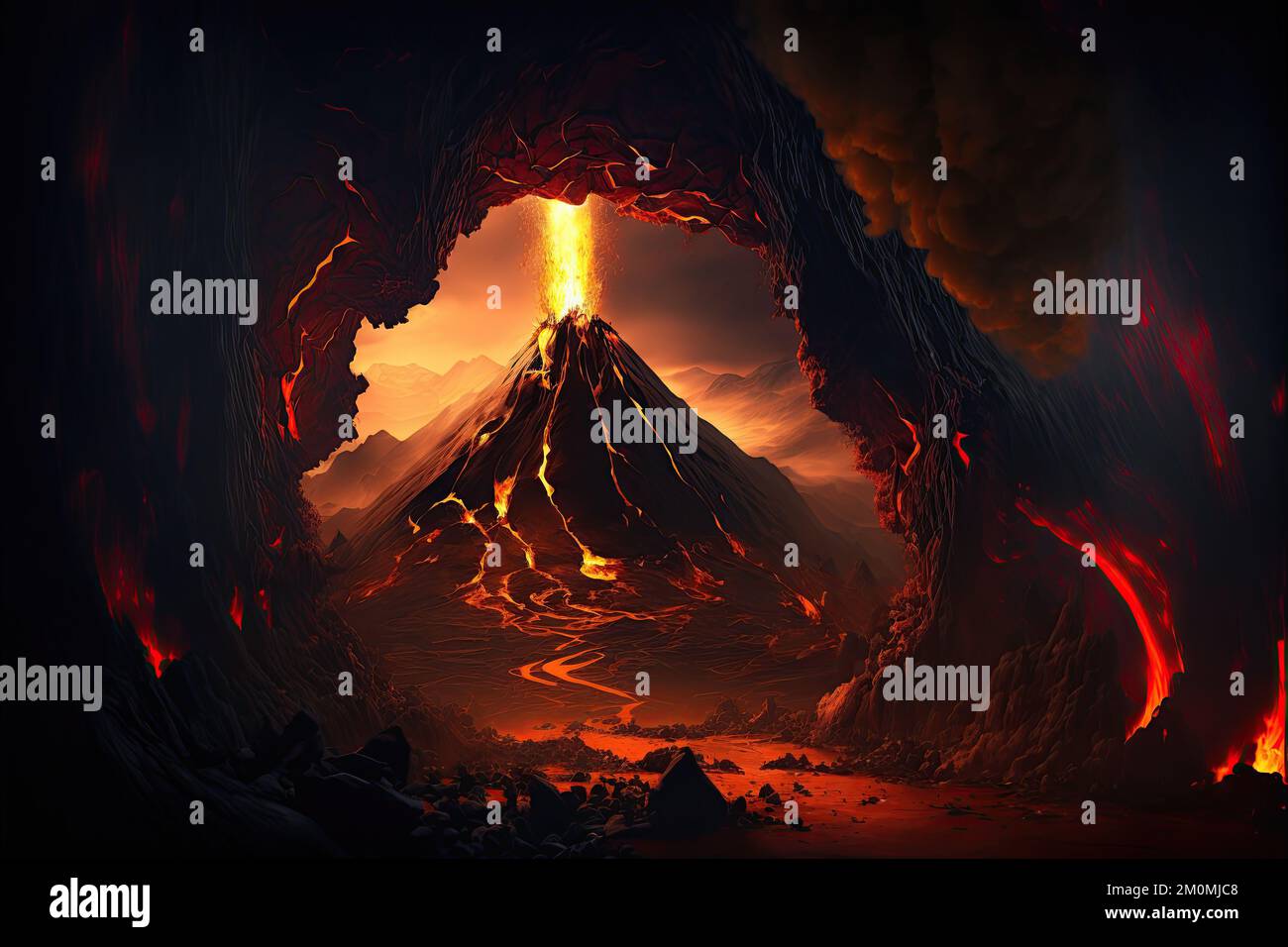 An apocalyptic natural disaster scenario caused by a volcano eruption ...