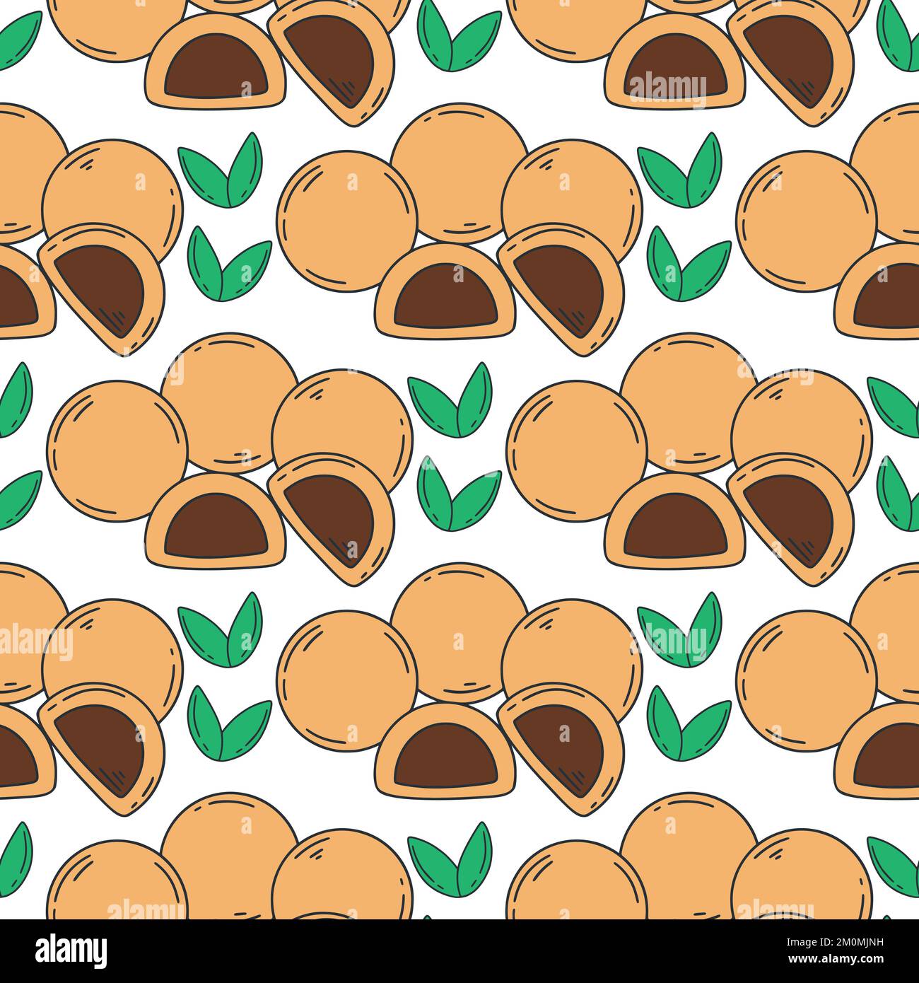Flour pie stuffed with anko and sugar seamless pattern. Manju ...