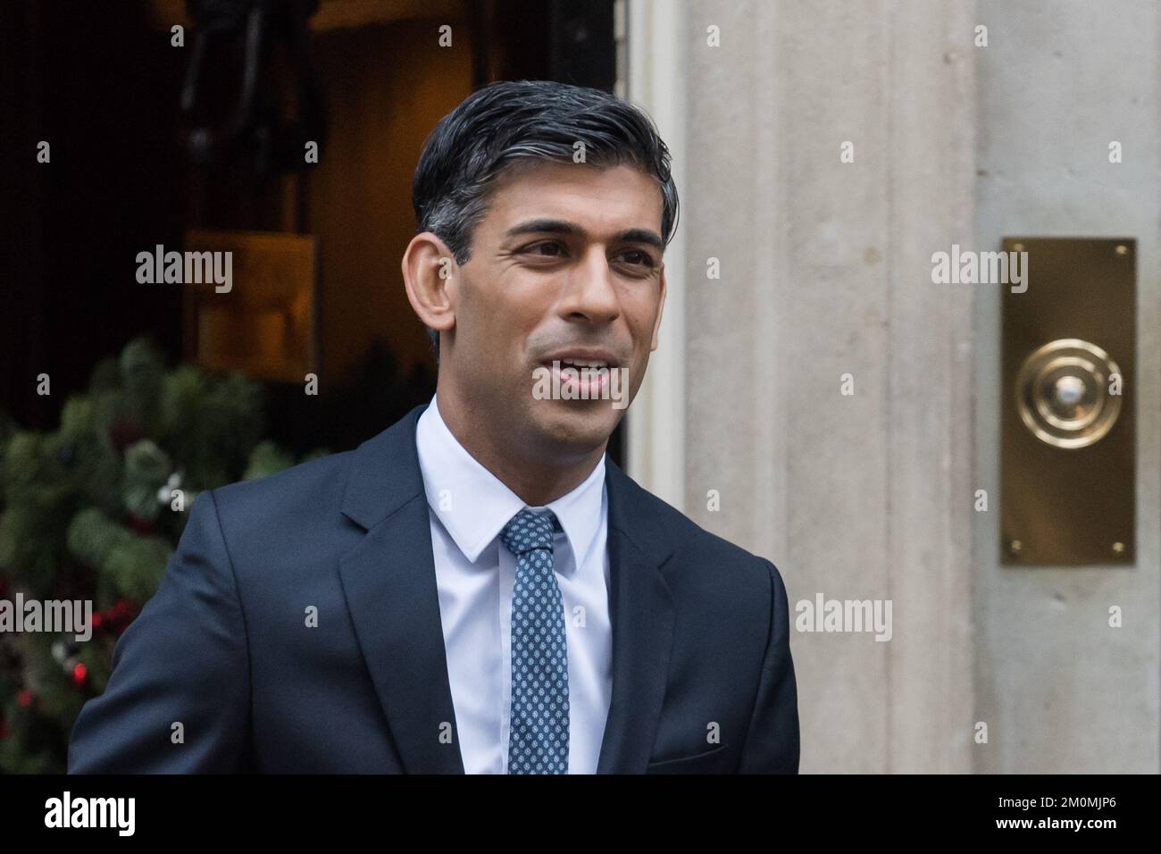 London, UK. 07th December, 2022. British Prime Minister Rishi Sunak departs 10 Downing Street ...