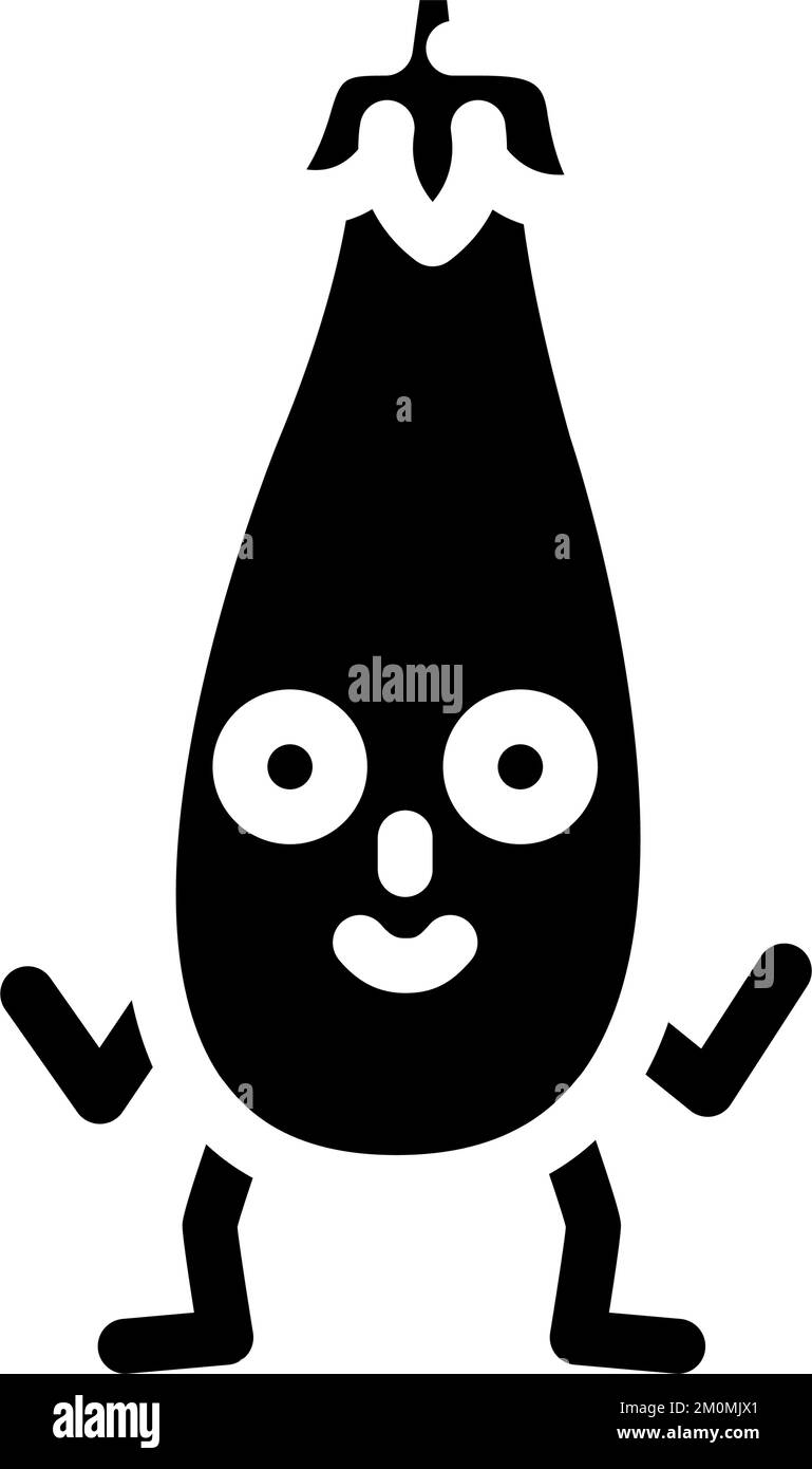 eggplant character glyph icon vector illustration Stock Vector Image ...