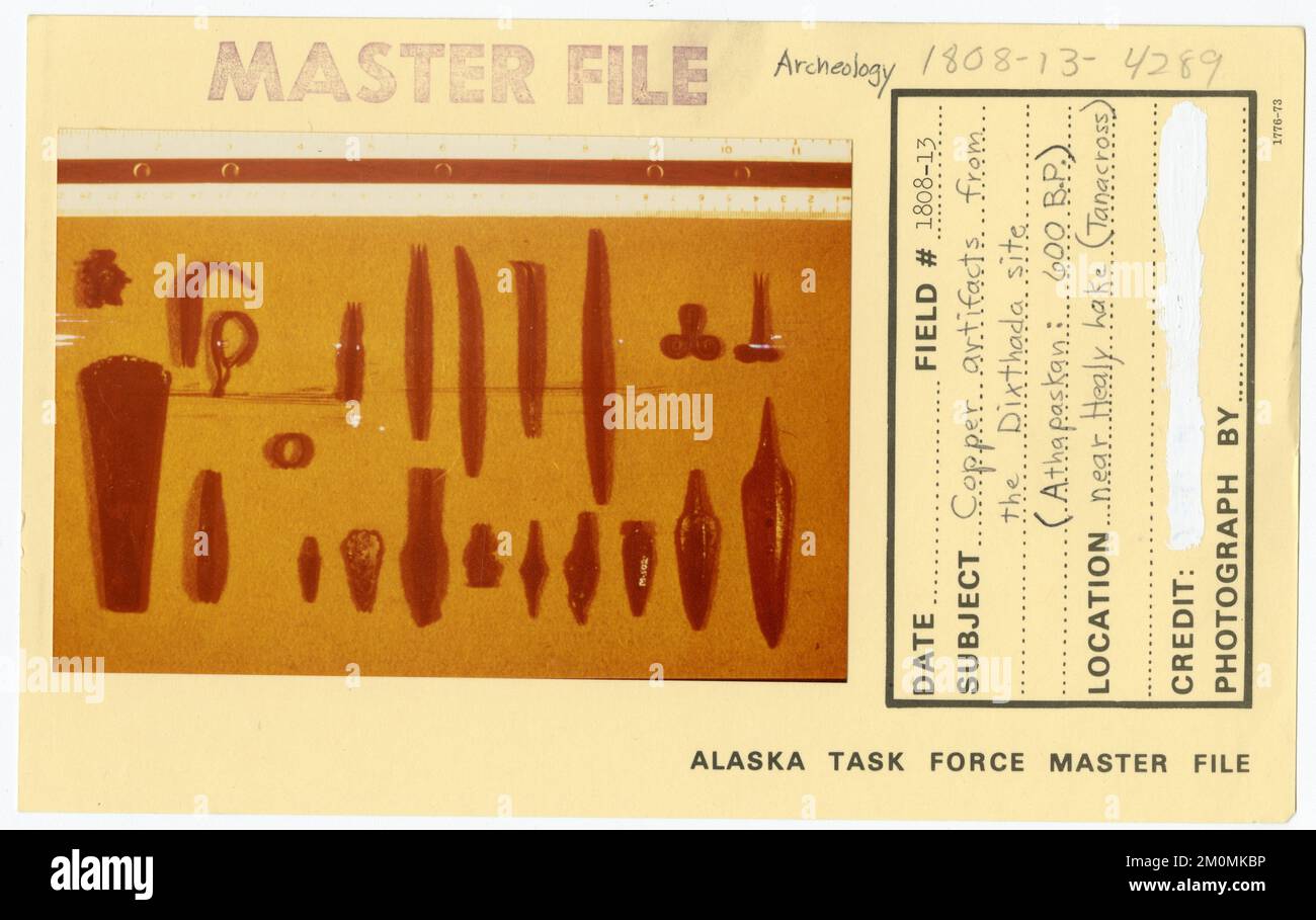 Copper artifacts from the Dixthada site (Athapaskan: 600 BP). Alaska ...