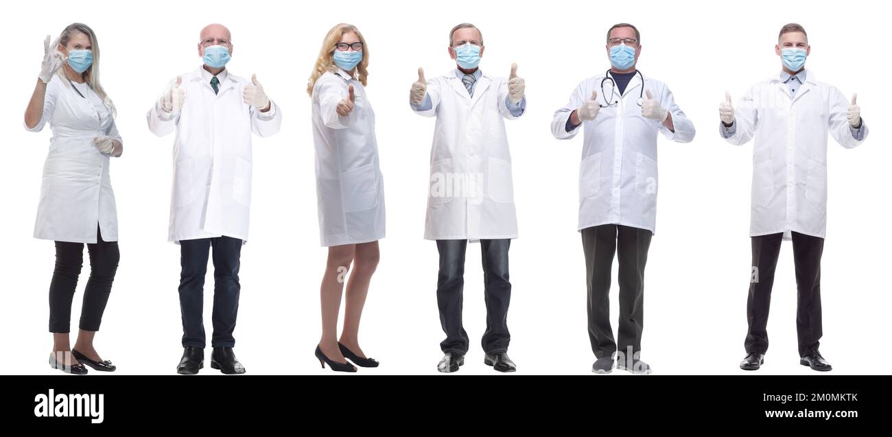 group of doctors in mask isolated on white Stock Photo - Alamy