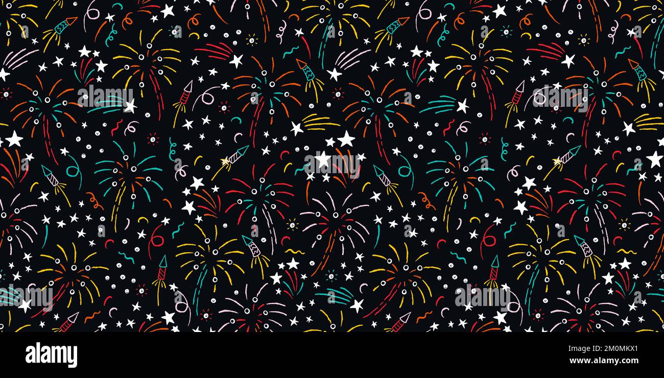 Lovely hand drawn party seamless pattern, great for New Year's Eve ...
