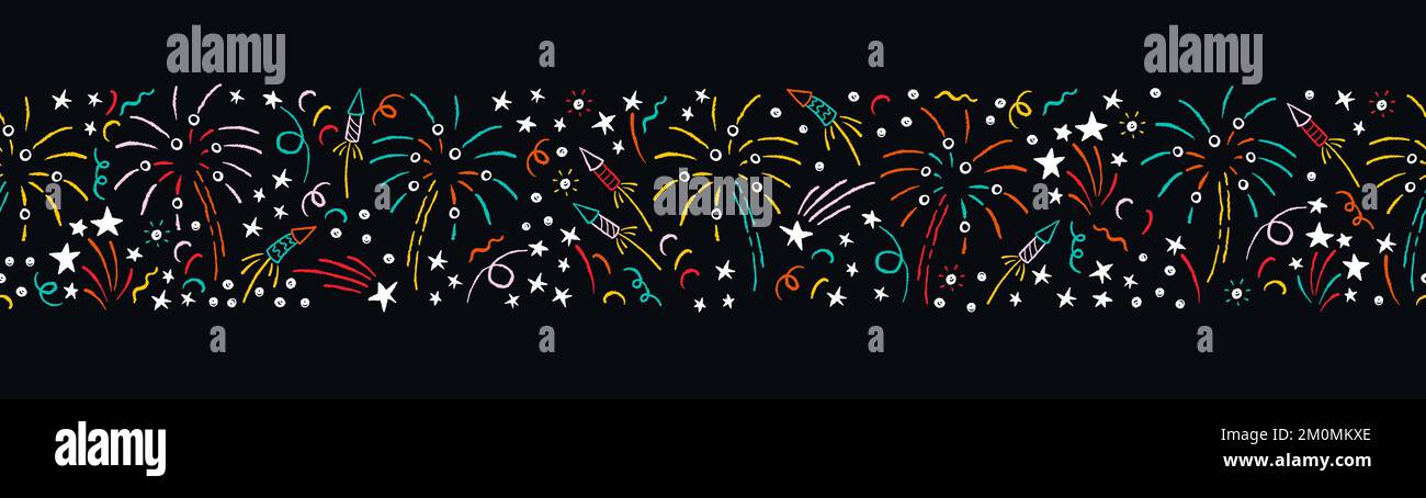 Lovely hand drawn party seamless pattern, great for New Year's Eve ...