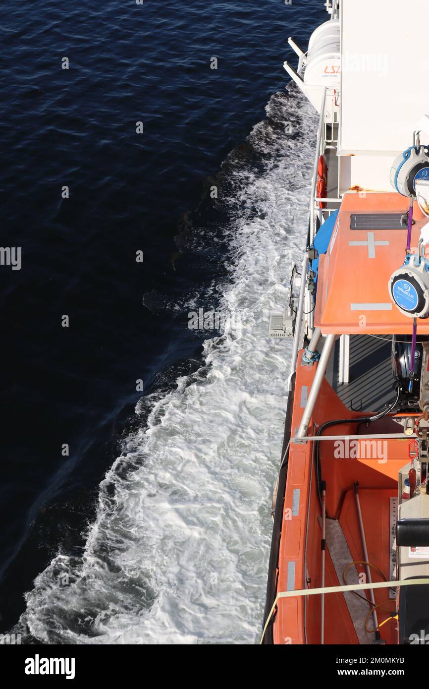 A vertical shot of a streamer boat heading to Victoria Island Stock ...