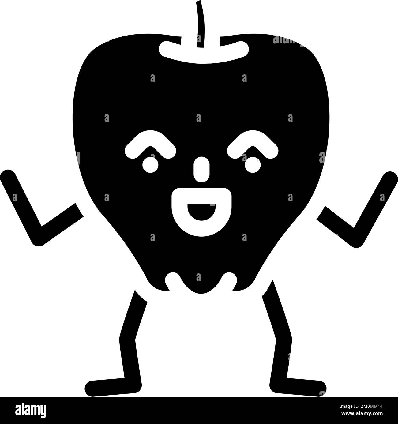 apple fruit character glyph icon vector illustration Stock Vector Image ...