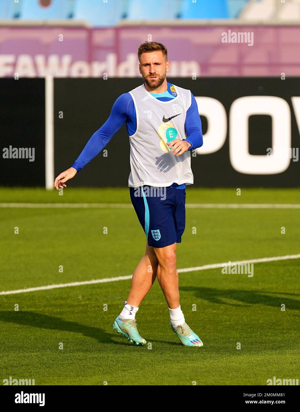 England's Luke Shaw during a training session at the Al Wakrah Sports ...