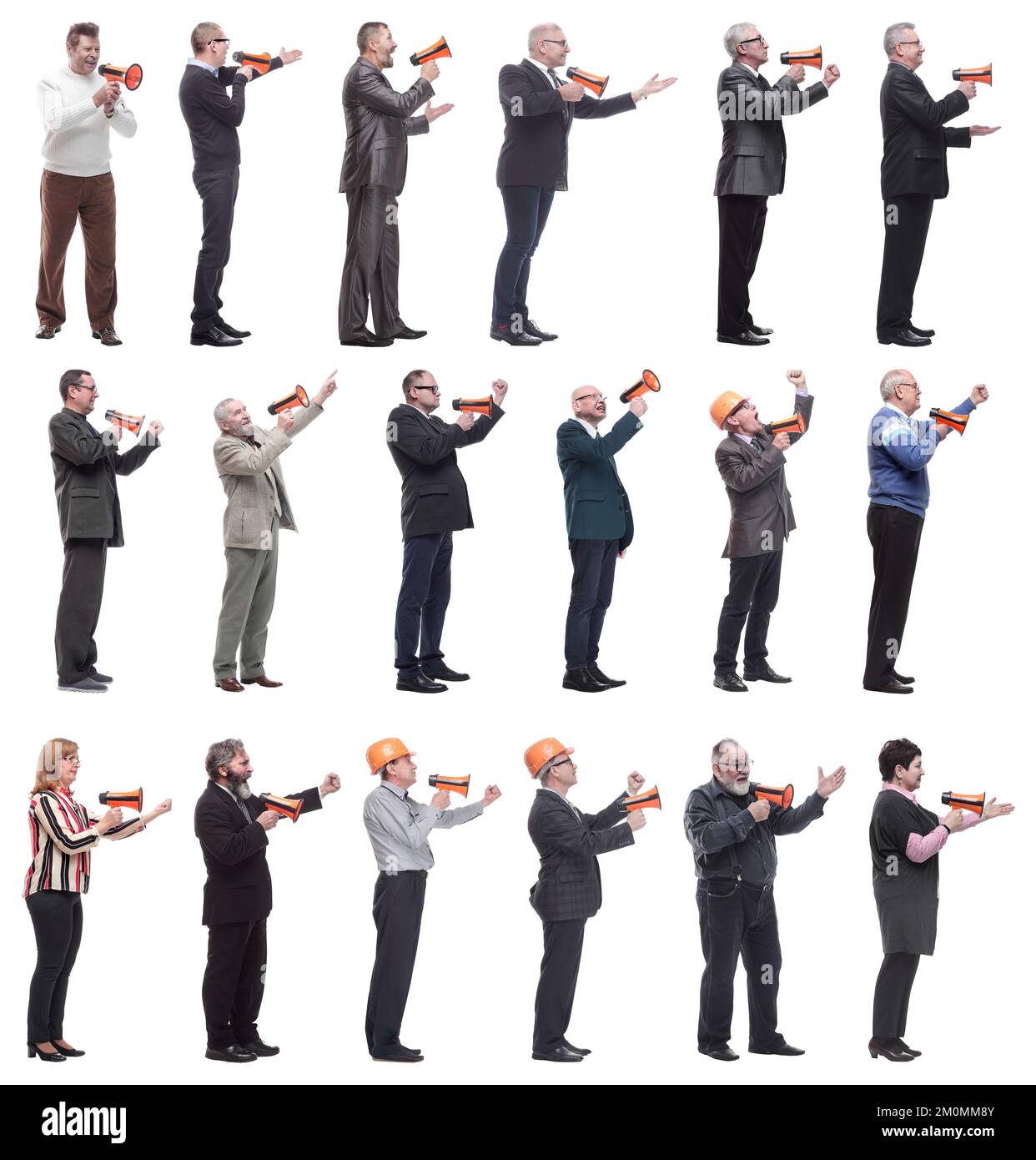 collage of successful architects speaks into a loudspeaker Stock Photo ...