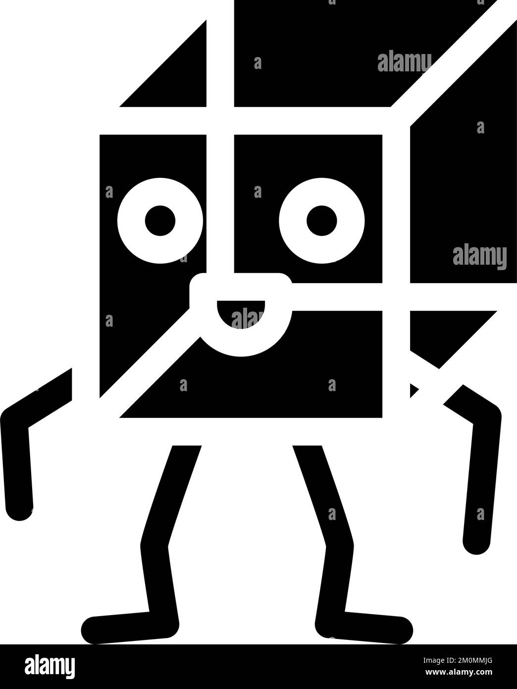 cube geometric shape character glyph icon vector illustration Stock ...