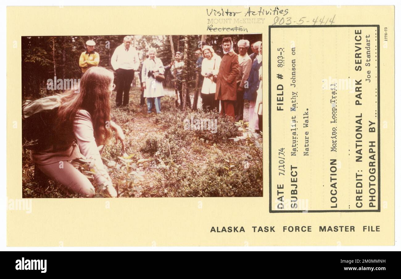 Naturalist Kathy Johnson on nature walk. Alaska Task Force Photographs ...