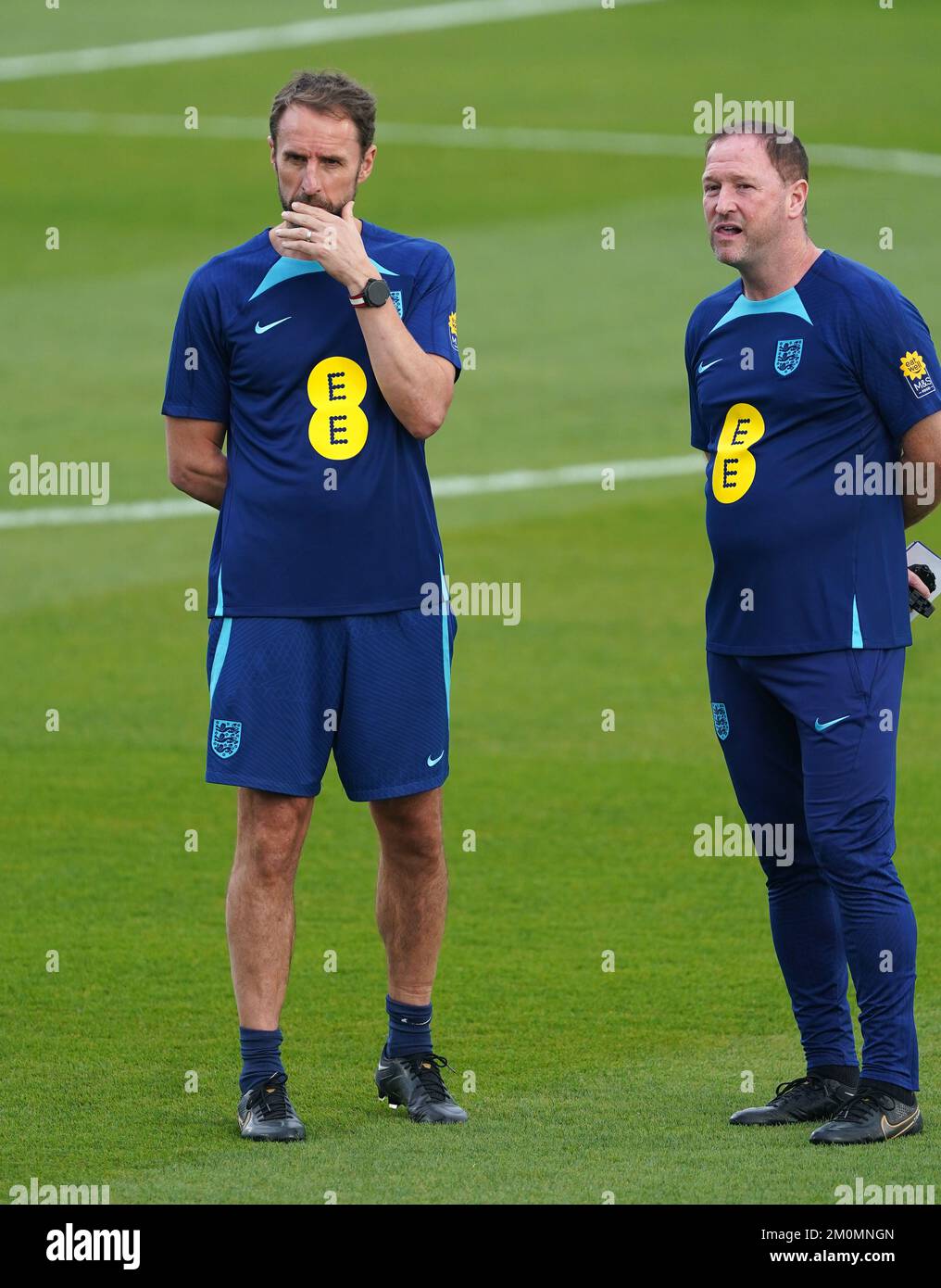 England manager Gareth Southgate (left) and assistant Steve Holland ...