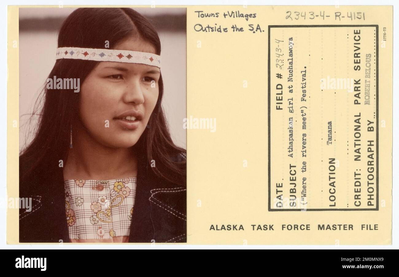 Athapaskan girl at Nuchalawoya ("Where the rivers meet") Festival. Alaska Task Force Photographs ...
