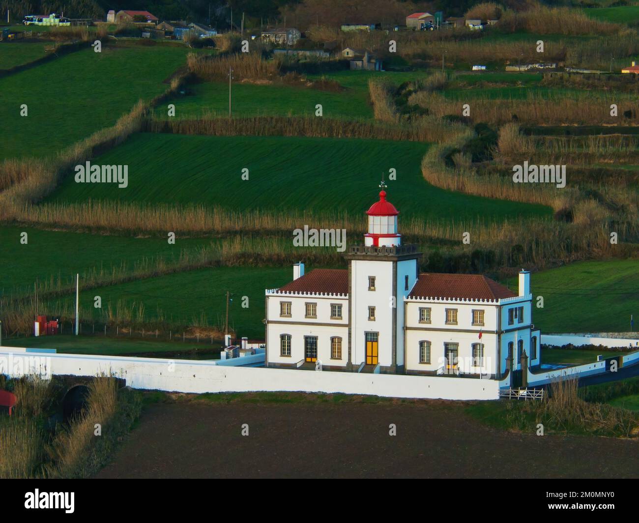 View on the Lighthouse Farol da Ferraria on Ponta Ferraria on the ...