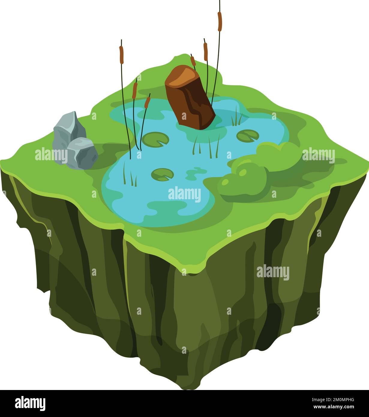 Isometric terrain. Swamp texture island. Flying land Stock Vector Image ...