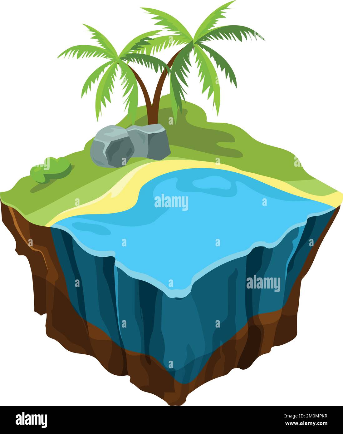 Beach isometric flying island. Tropical land texture Stock Vector Image ...