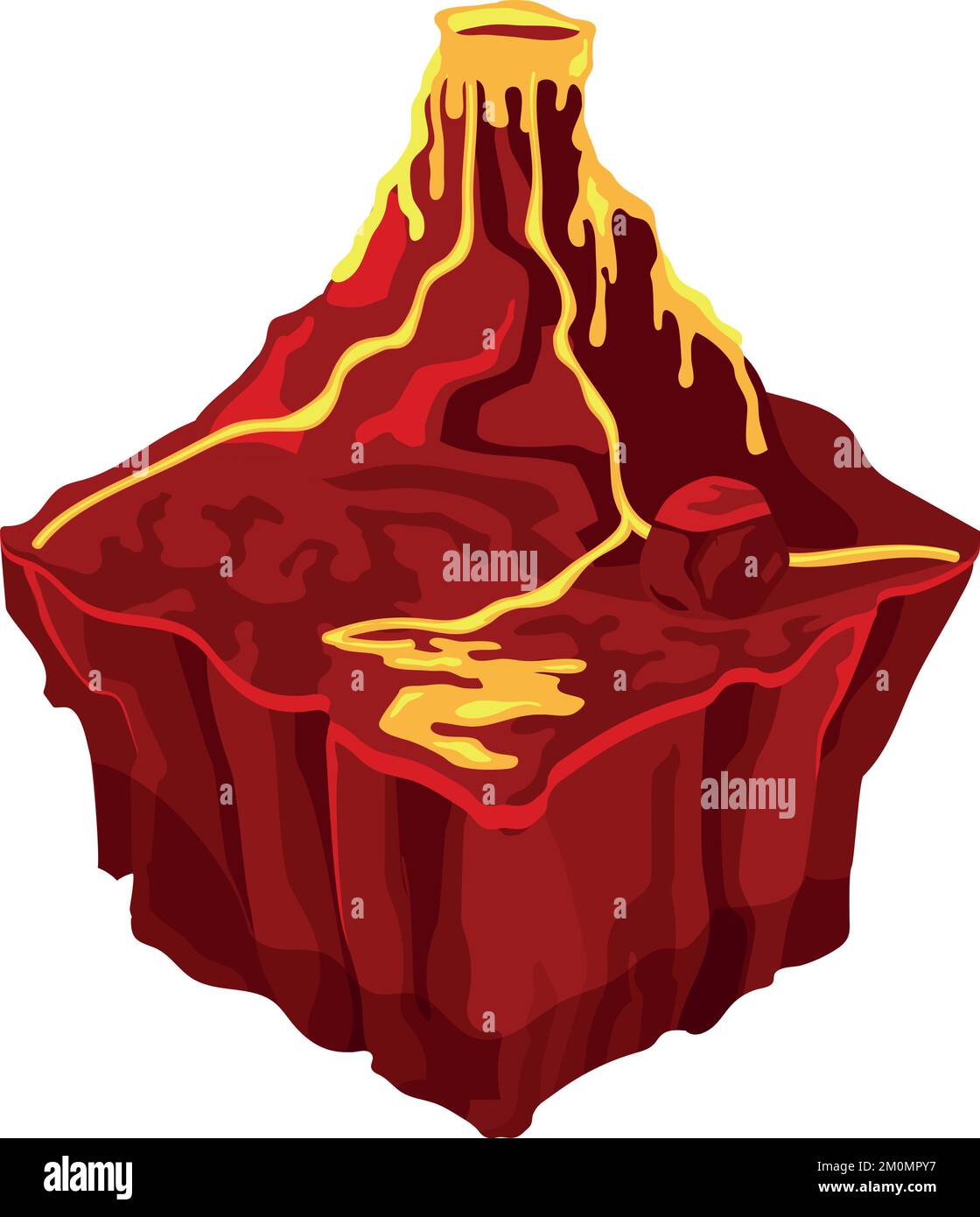 Isometric volcano on flying island. Game texture preset Stock Vector ...