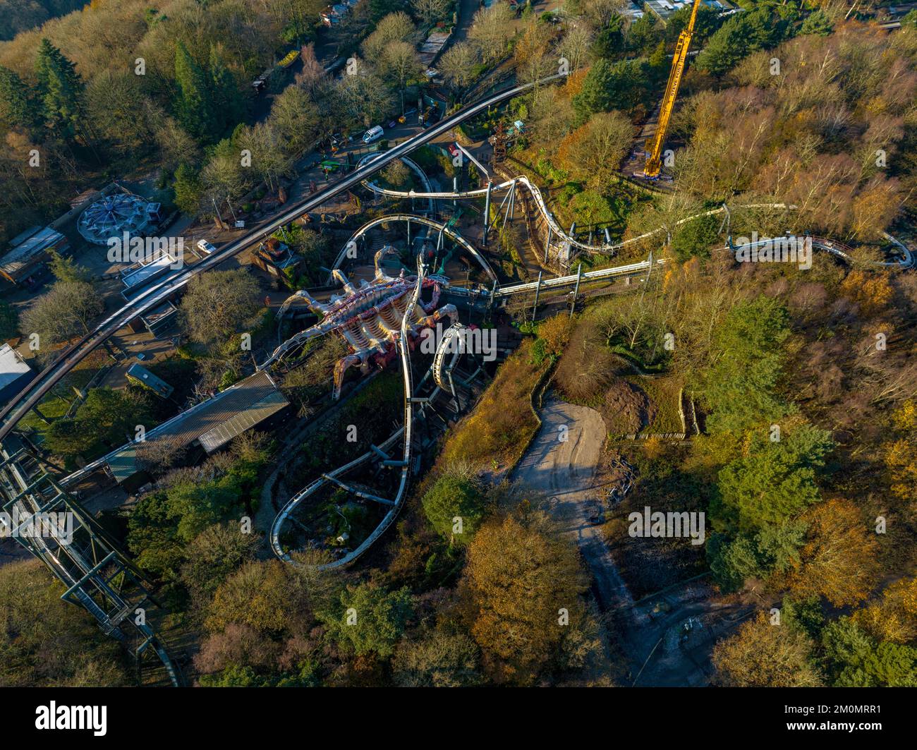 Aerial Drone From the Air Footage of Nemesis Rollercoaster at Alton ...