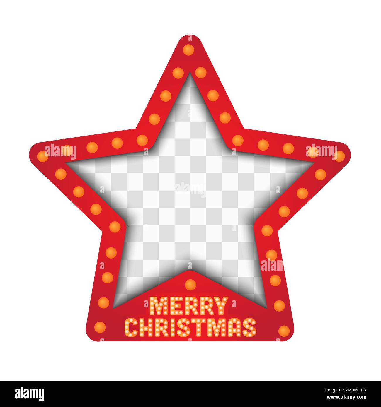 Merry Christmas stars frames and marquee lights. Template with ...