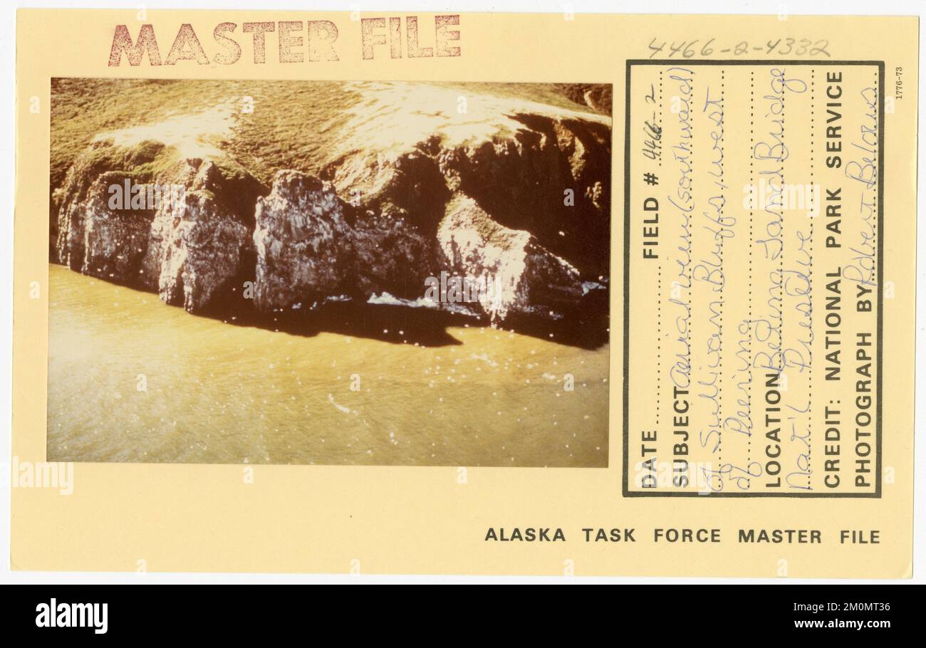 Aerial view (southward) of Sullivan Bluffs, west of Deering. Alaska ...