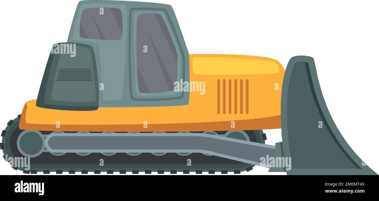 Bulldozer machine side view. Cartoon construction transport Stock ...