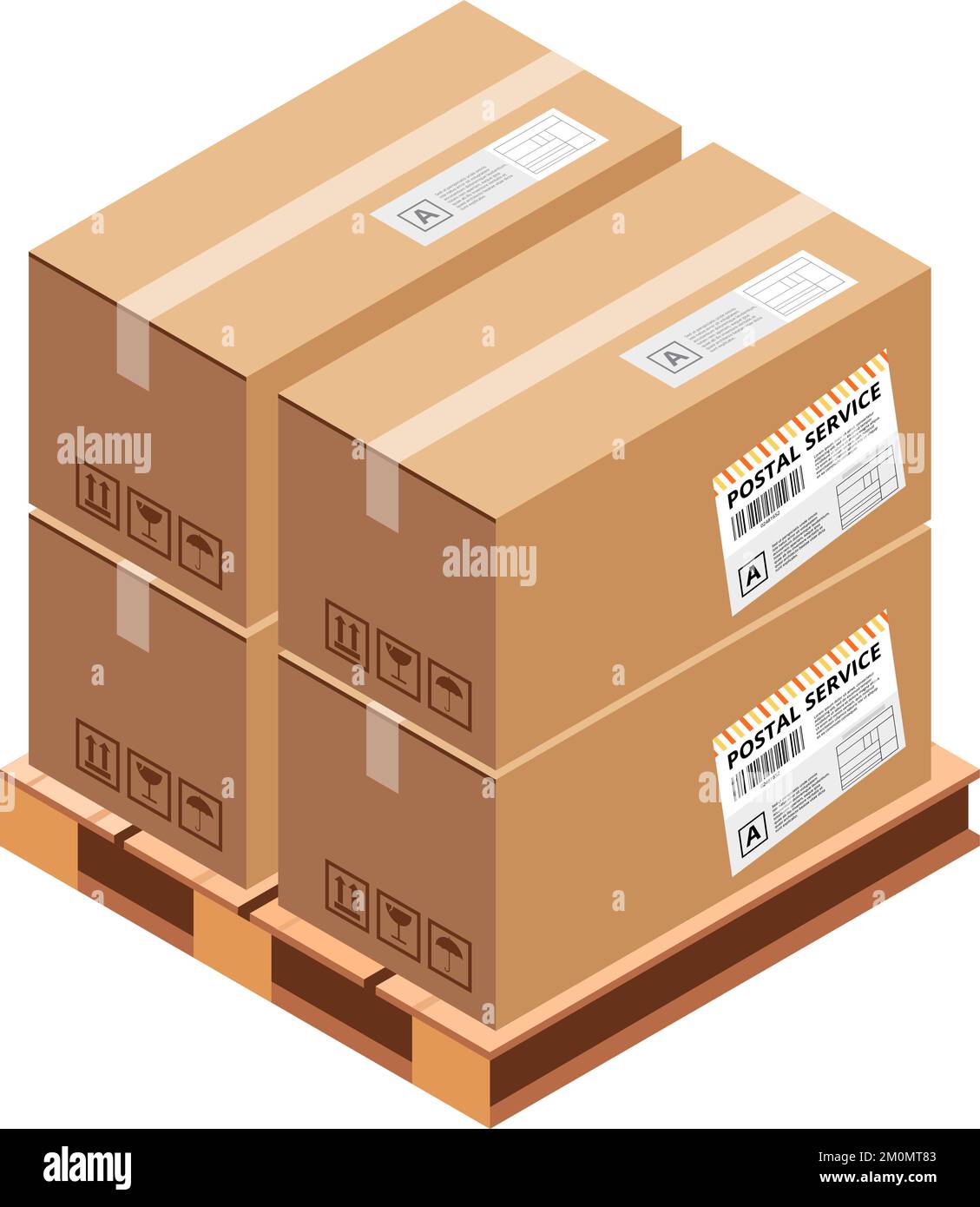 Cardboard boxes pallet. Isometric warehouse shipping storage Stock ...