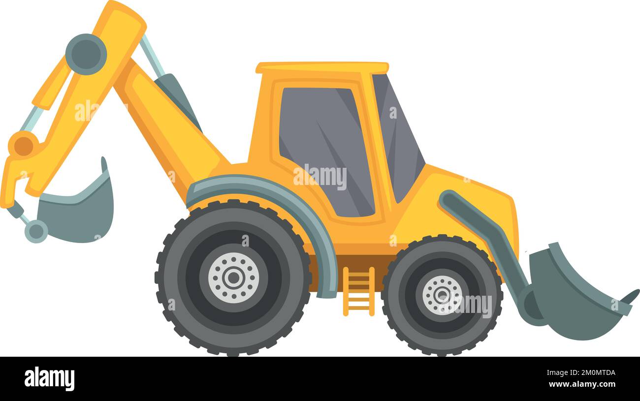 Backhoe loader icon. Construction vehicle side view Stock Vector Image ...