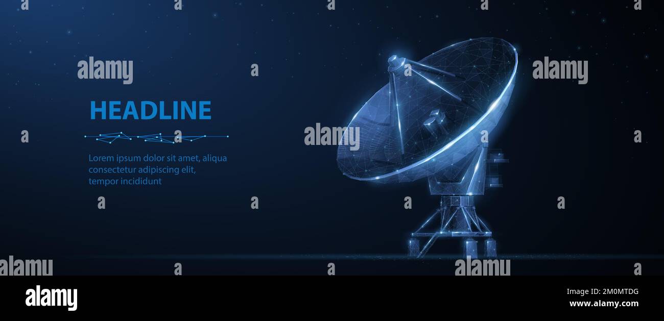 Abstract 3d satellite antenna. Radio telecommunication, astronomical ...