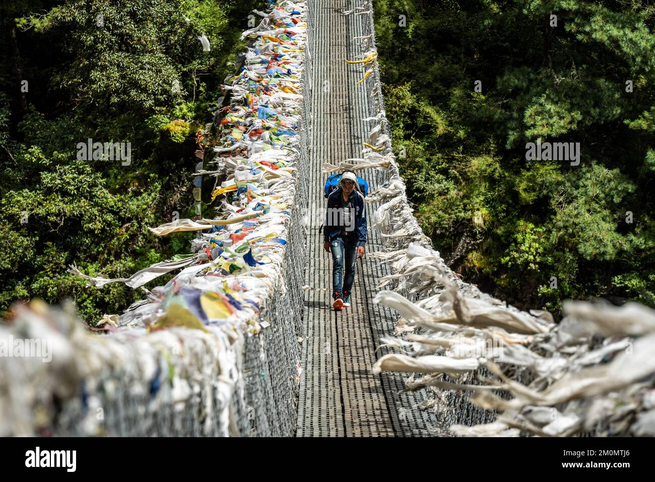 hillary suspension bridge, Namche Bazaar, Nepal Stock Photo - Alamy