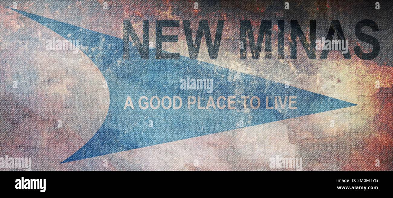 Top view of retro flag New Minas, Nova Scotia Canada with grunge ...