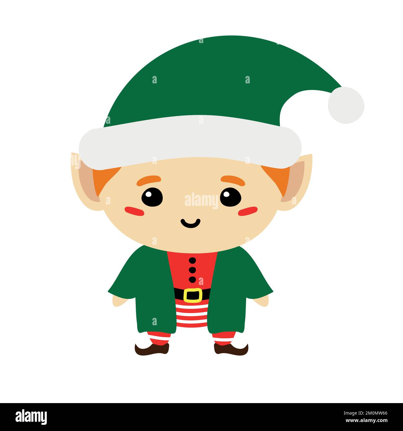 Vector flat hand drawn Santa elf isolated on white background Stock ...