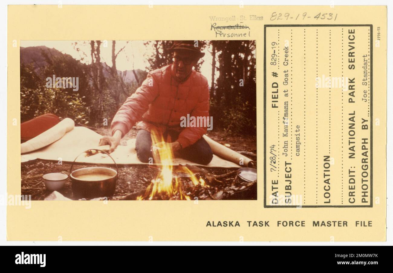 John Kauffmann at Goat Creek campsite. Alaska Task Force Photographs ...