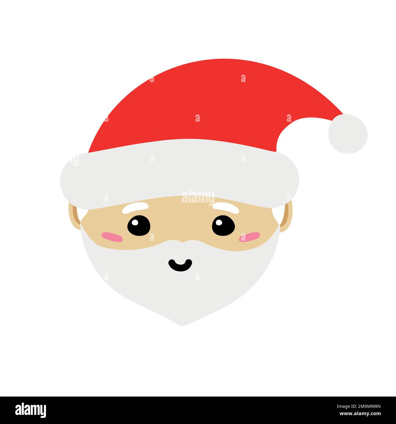 Vector flat Christmas Santa Claus face isolated on white background ...