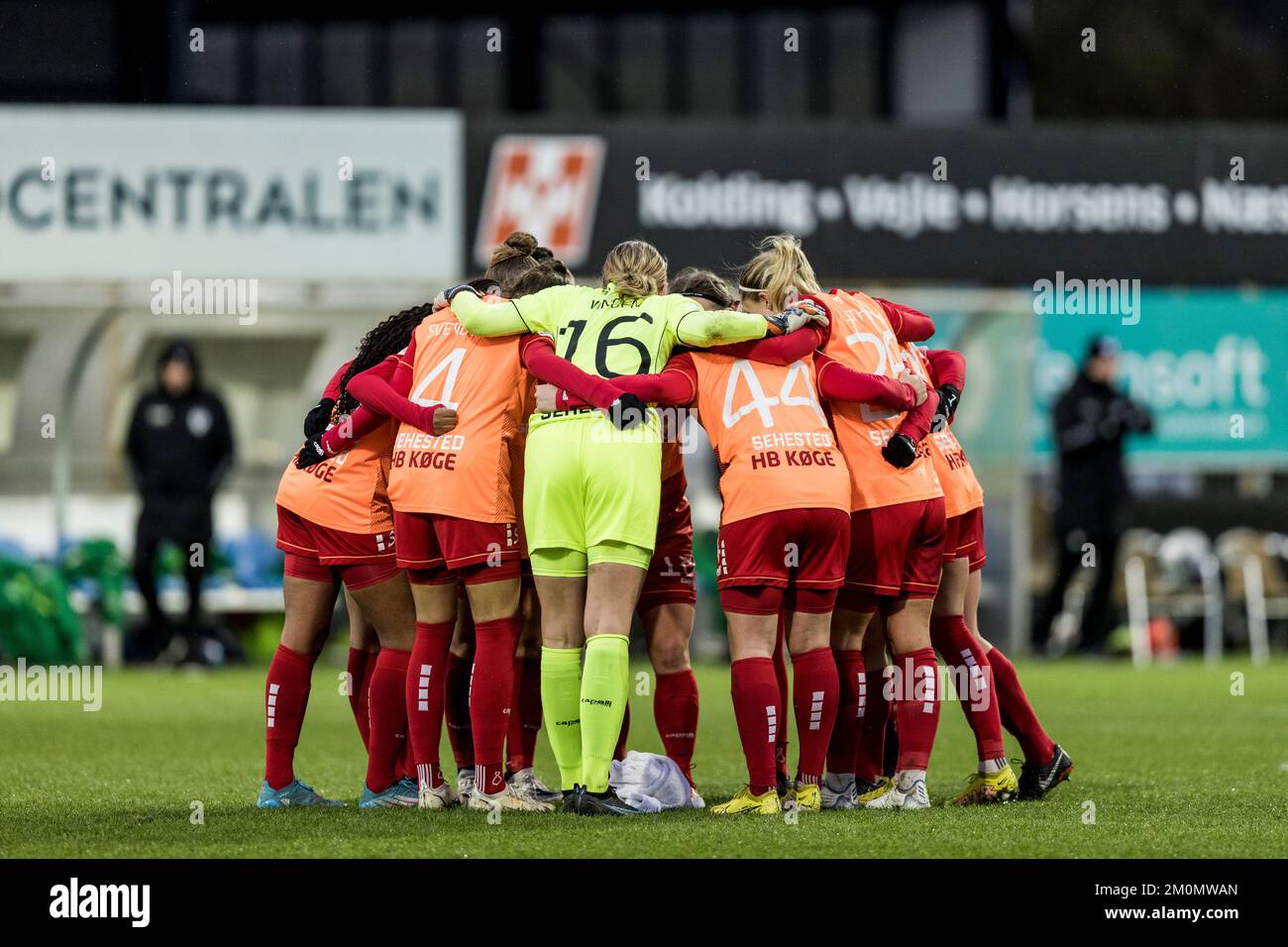 Kolding, Denmark. 03rd, December 2022. The players of HB Koege unite in ...