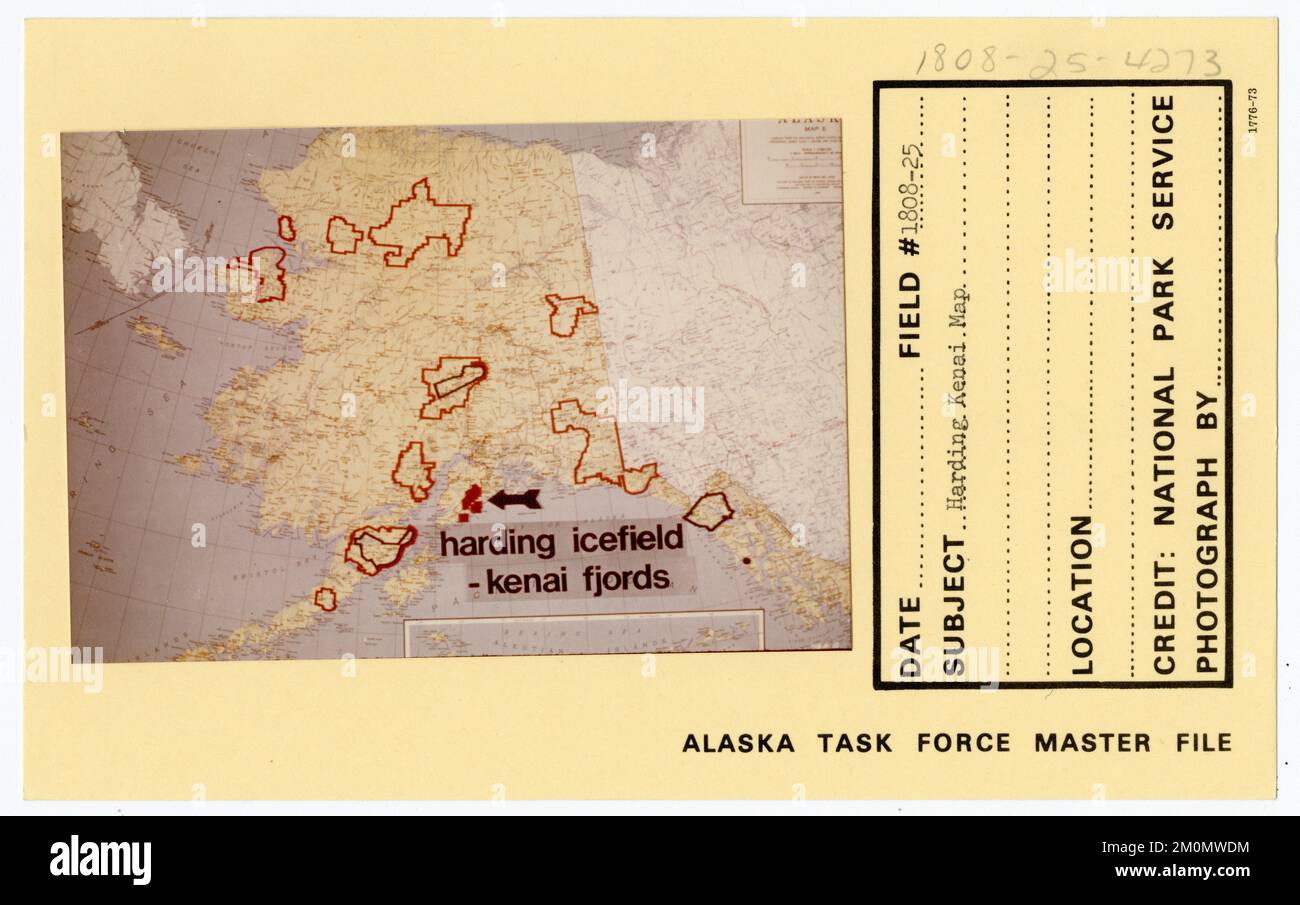 Harding Kenai map. Alaska Task Force Photographs Stock Photo - Alamy