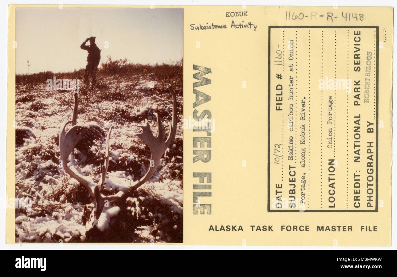 Eskimo caribou hunter at Onion Portage, along Kobuk River. Alaska Task ...