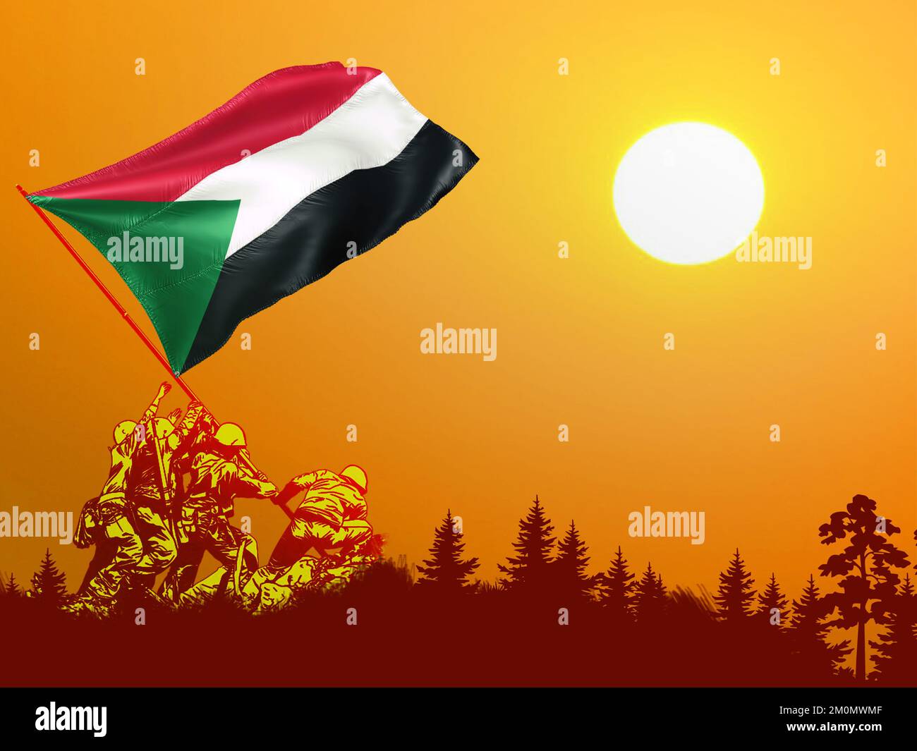 Sudan Waving Flag 3d illustration sign of victory, conquest and liberty ...