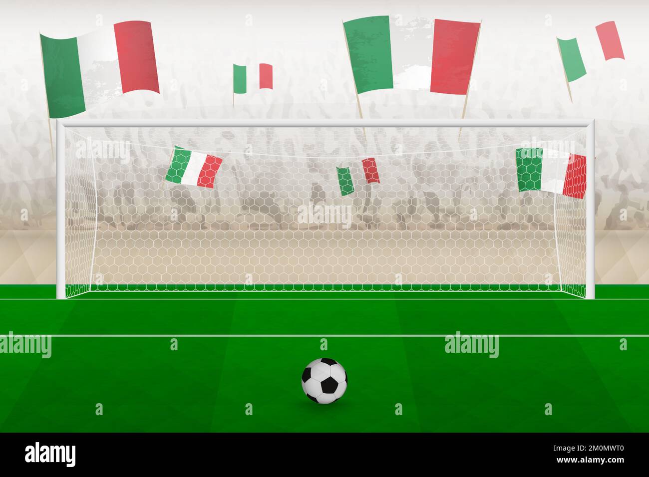 Italy football team fans with flags of Italy cheering on stadium ...