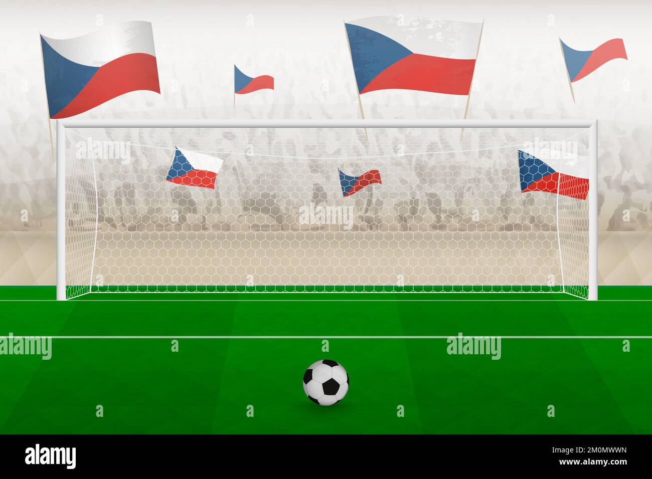 Czech Republic football team fans with flags of Czech Republic cheering ...