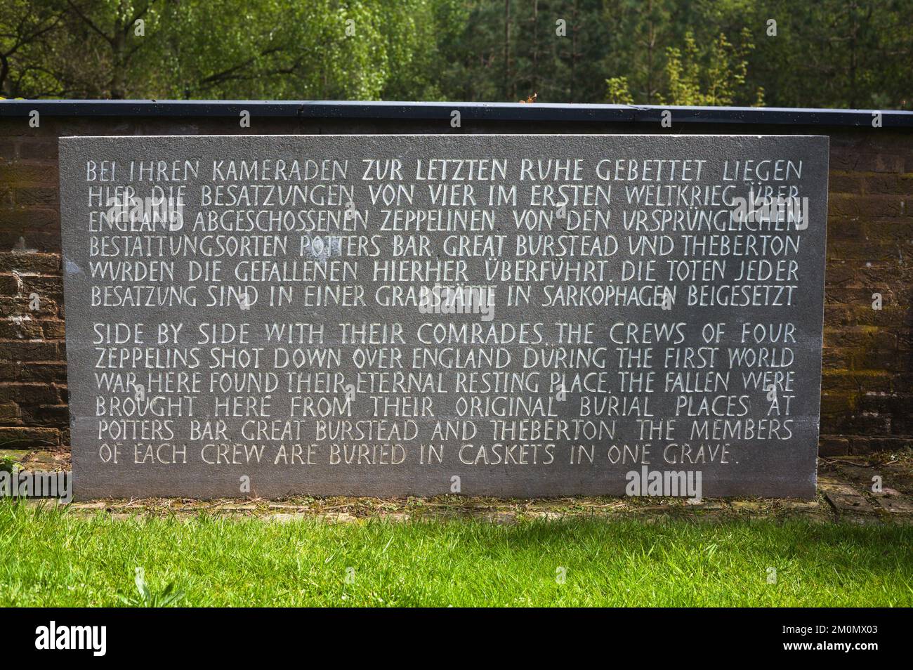 Sign of WWI Zeppelin crew reburied at Cannock Chase Stock Photo - Alamy
