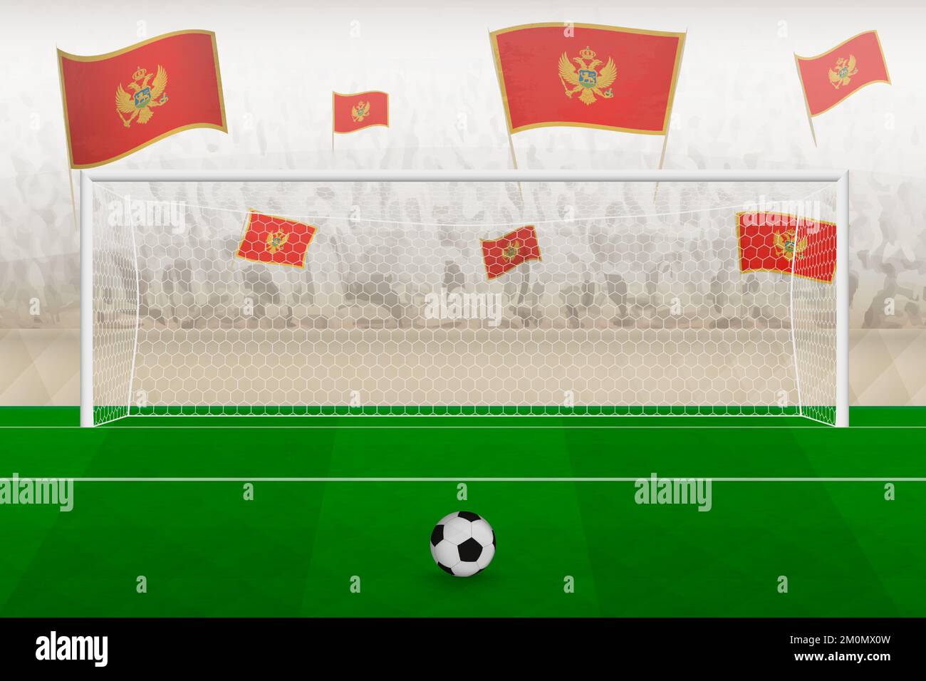 Montenegro football team fans with flags of Montenegro cheering on ...