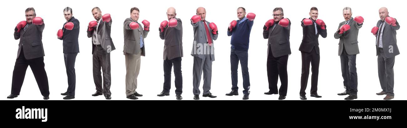 collage of businessmen in boxing gloves isolated Stock Photo - Alamy