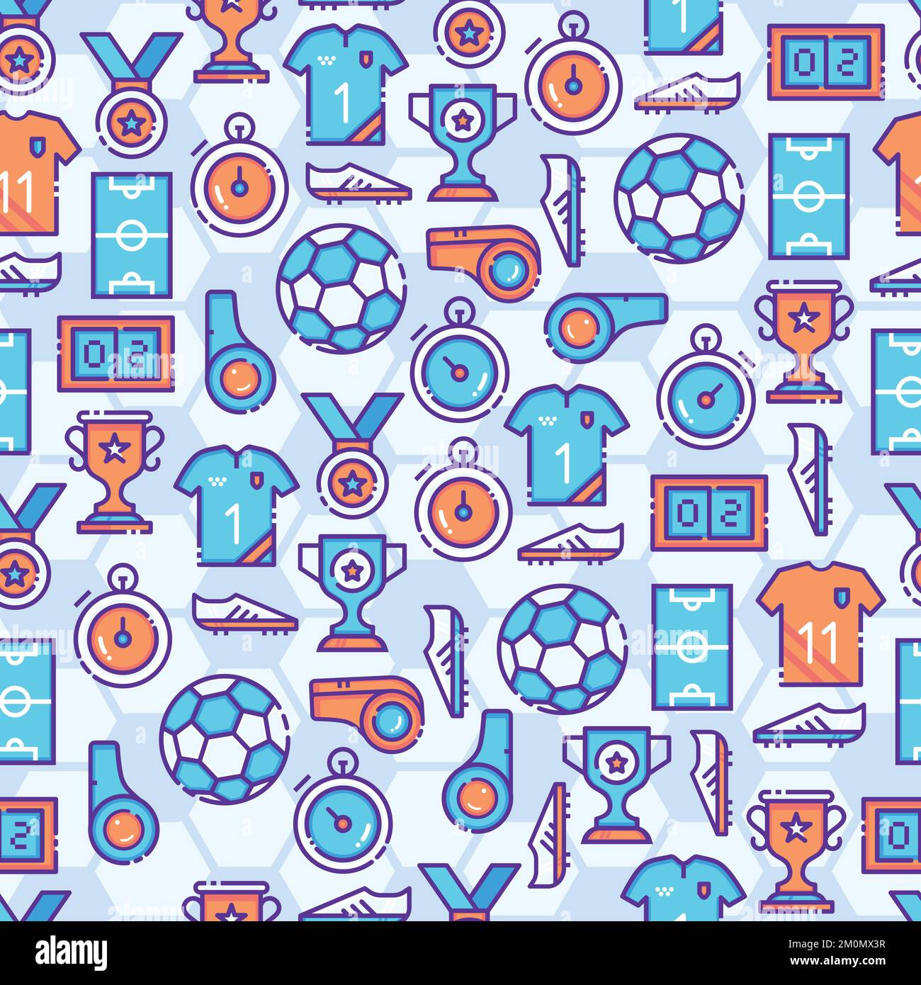 Vector Blue and Orange Football Elements textured repeat pattern ...