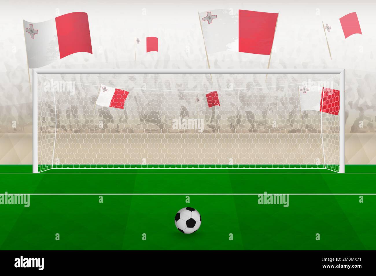 Malta football team fans with flags of Malta cheering on stadium ...