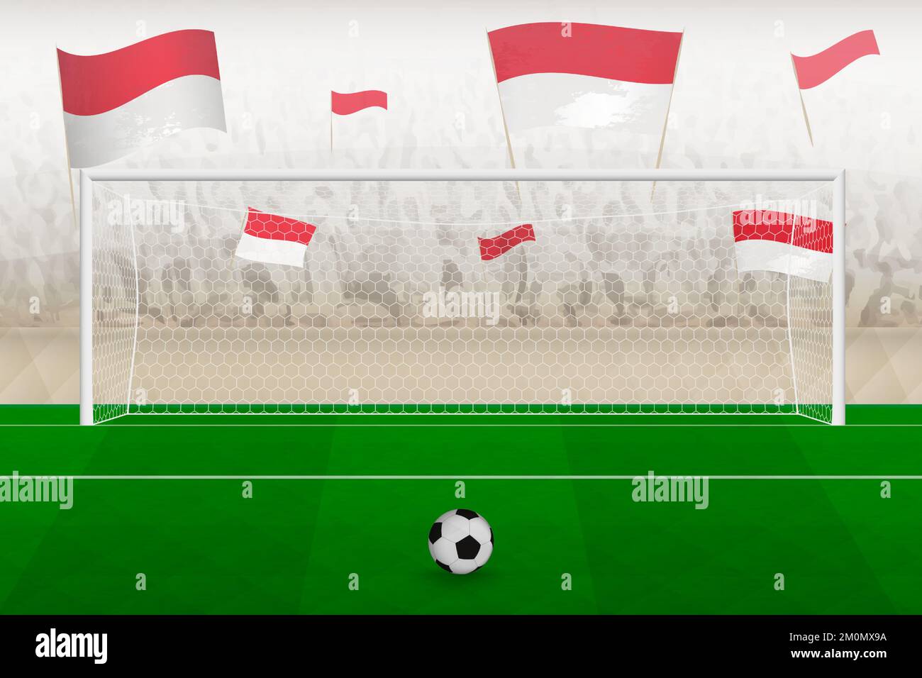 Monaco football team fans with flags of Monaco cheering on stadium ...