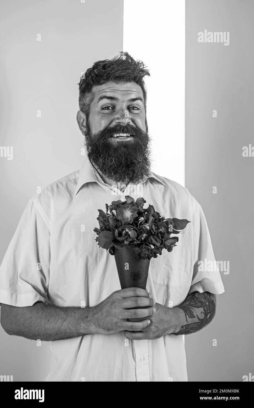 Man flower delivery Black and White Stock Photos & Images - Alamy