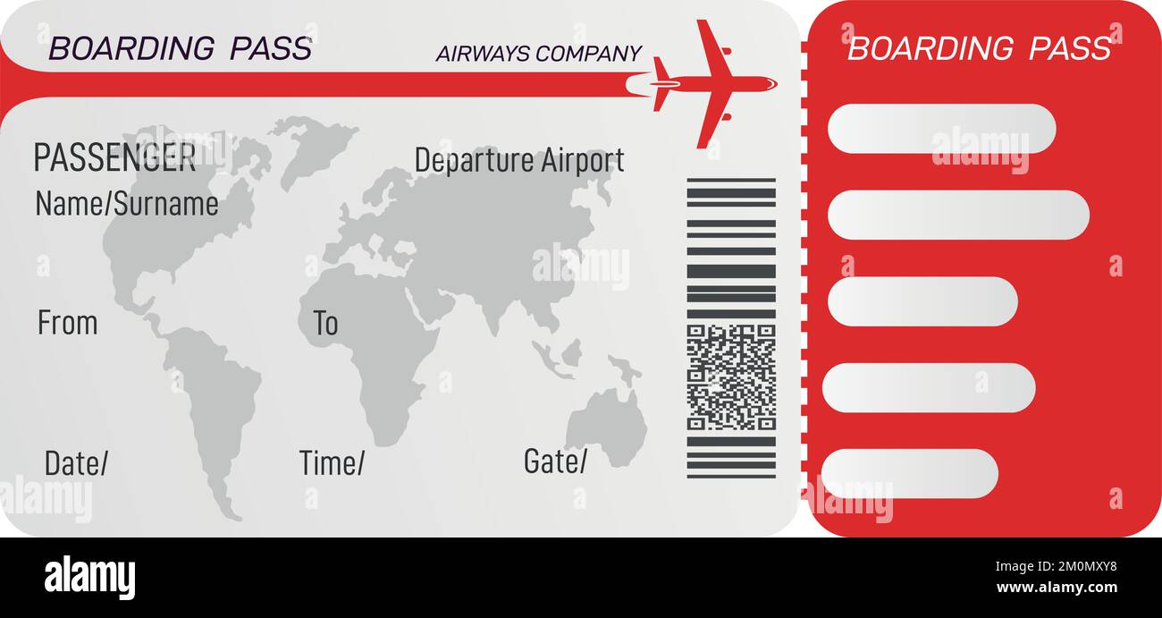 Boarding pass layout. Airplane ticket paper template Stock Vector Image ...