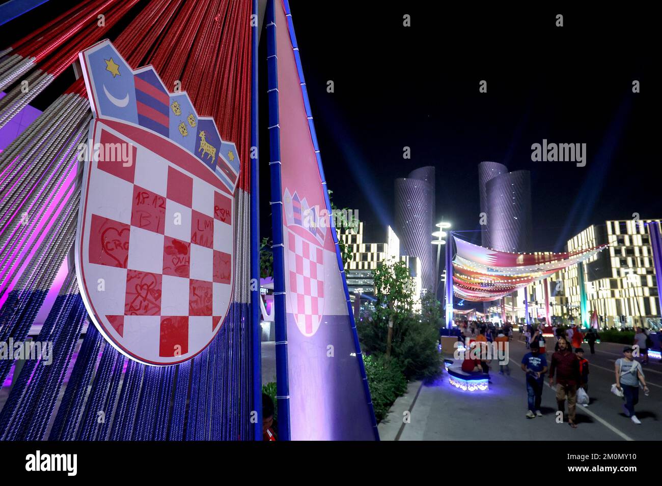 Lusail, Qatar, December 7, 2022. Flags of FIFA World Cup participants ...